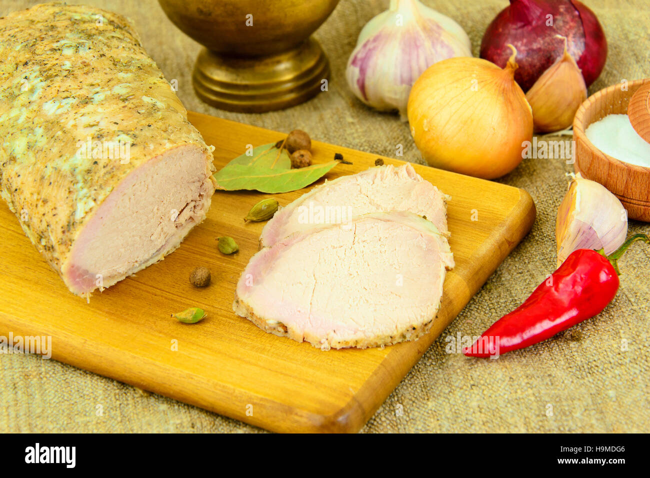 Cold Boiled Pork with Spice. Studio Photo Stock Photo - Alamy