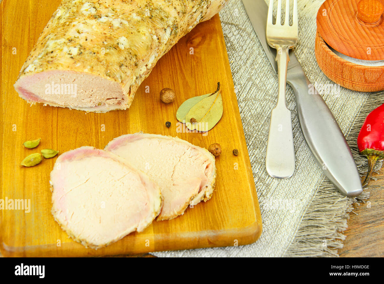 Cold Boiled Pork with Spice. Studio Photo Stock Photo - Alamy