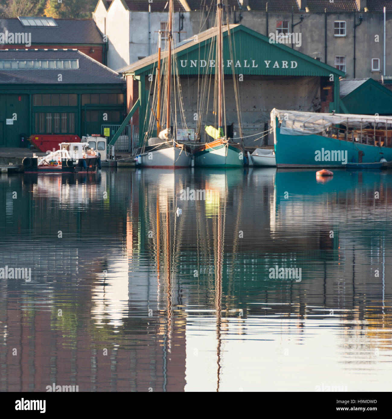 Green boats at the Underfall Yard on Bristol's historic Floating ...