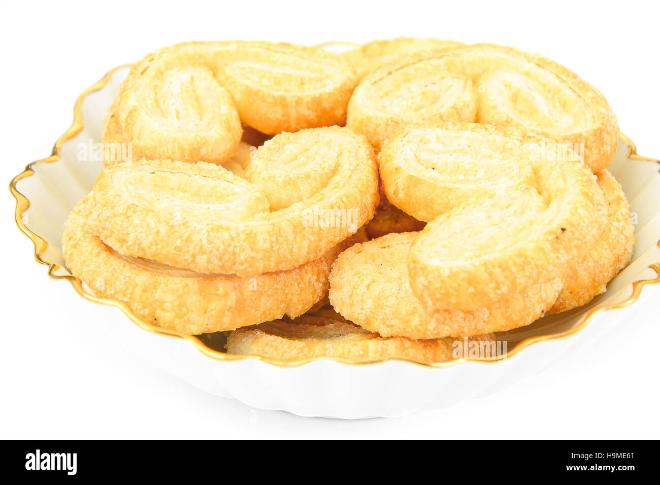 Sugar Puff Cookies on Plate. Isolated Studio Photo Stock Photo - Alamy