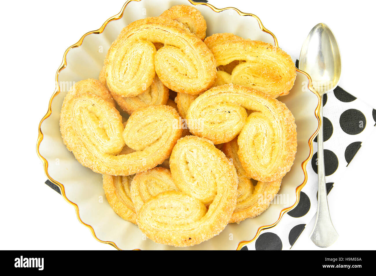 Sugar Puff Cookies on Plate. Isolated Studio Photo Stock Photo - Alamy