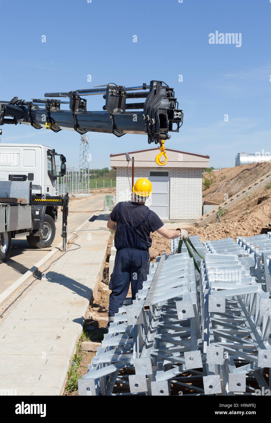 Construction worker at a construction site Stock Photo - Alamy
