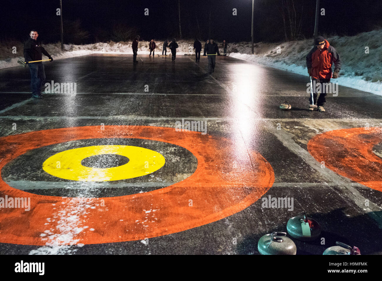 Outdoor curling at Muir of Ord Scottish Highlands Stock Photo - Alamy