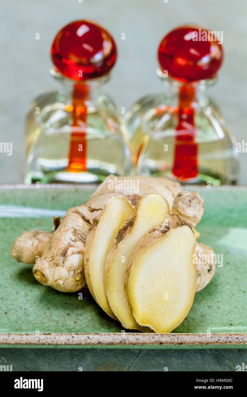 Ginger essential oil- Natural Spas Ingredients Stock Photo - Alamy
