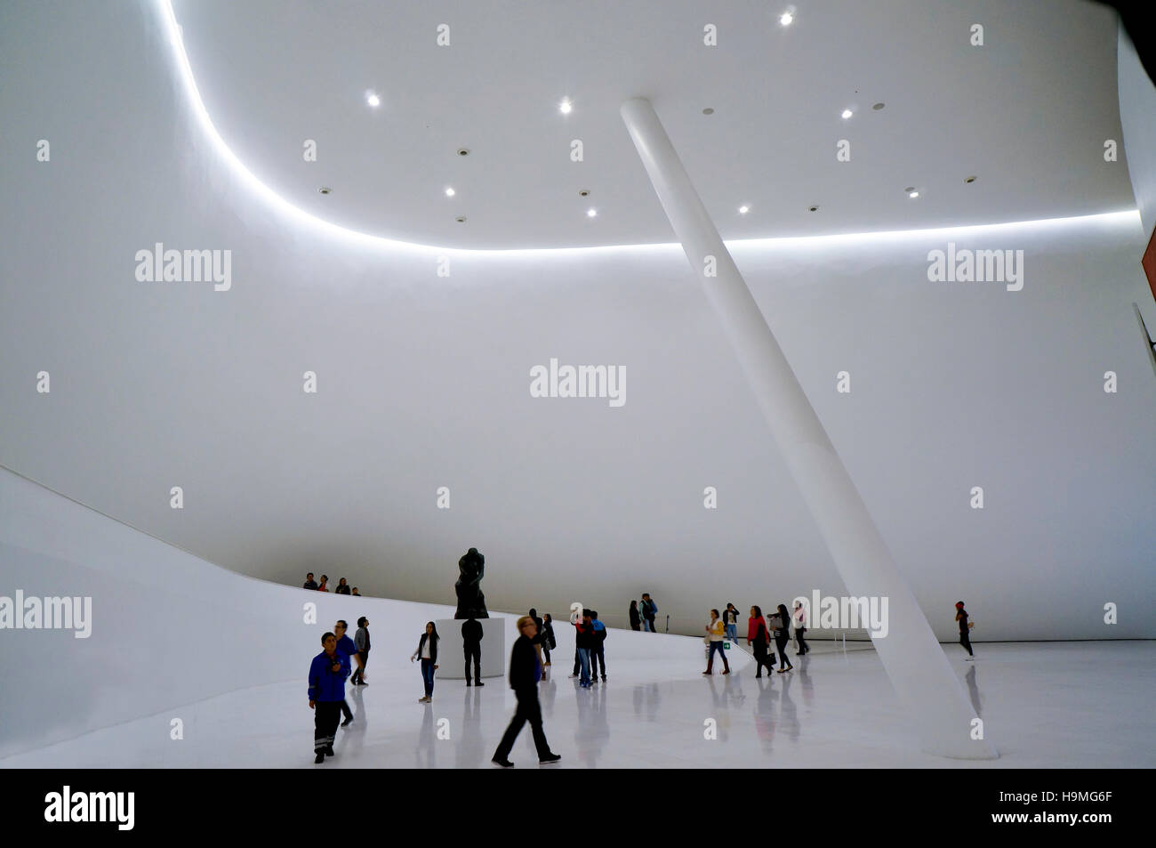The modern architecture of the interior of the Museo Soumaya in Mexico ...