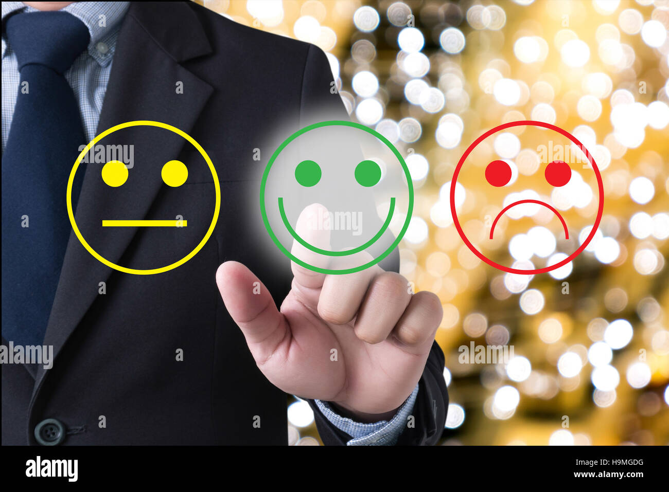business man select happy on satisfaction evaluation Stock Photo - Alamy