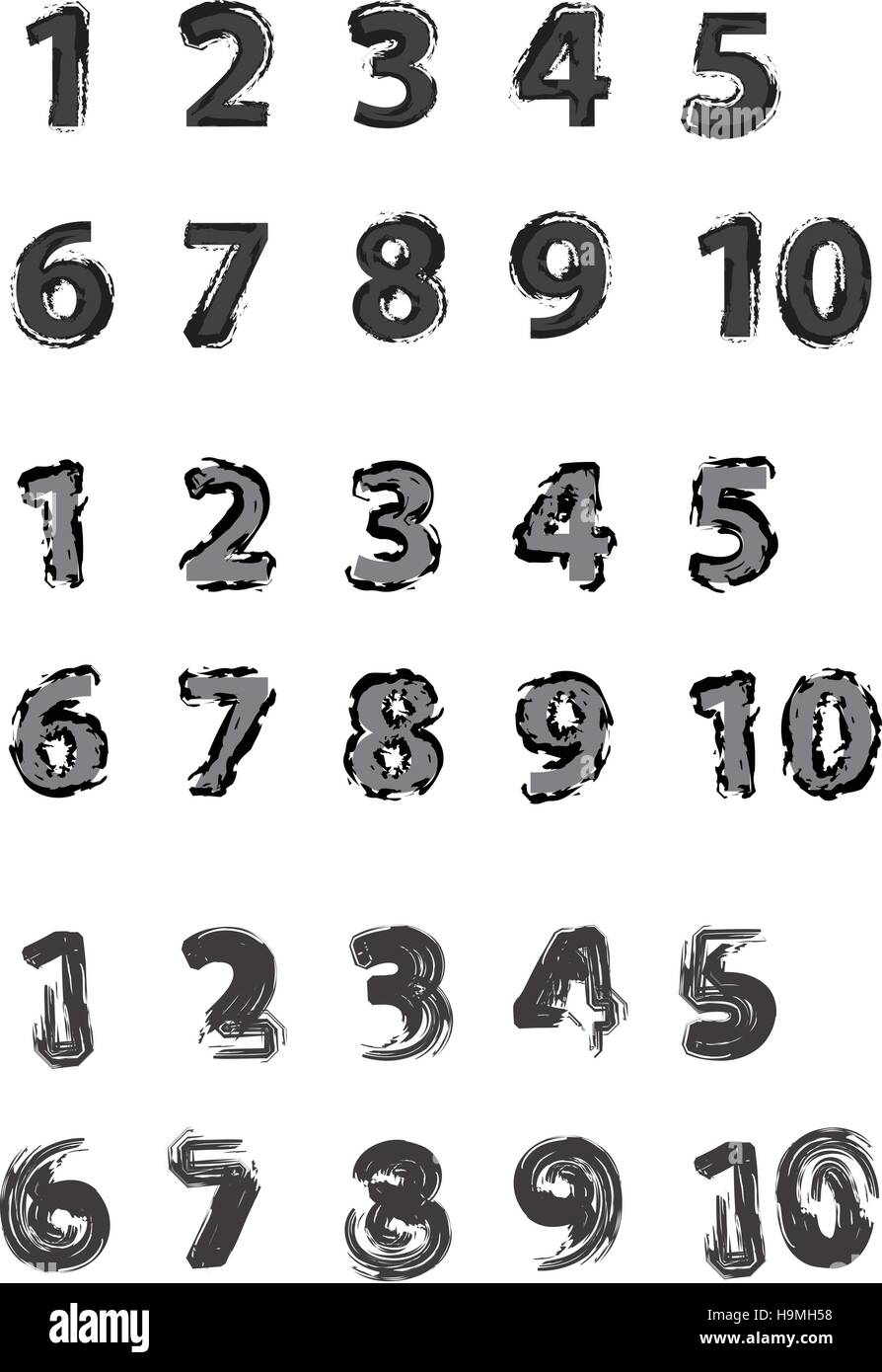 Set of ten numerical number by hand draw Stock Vector Image & Art - Alamy