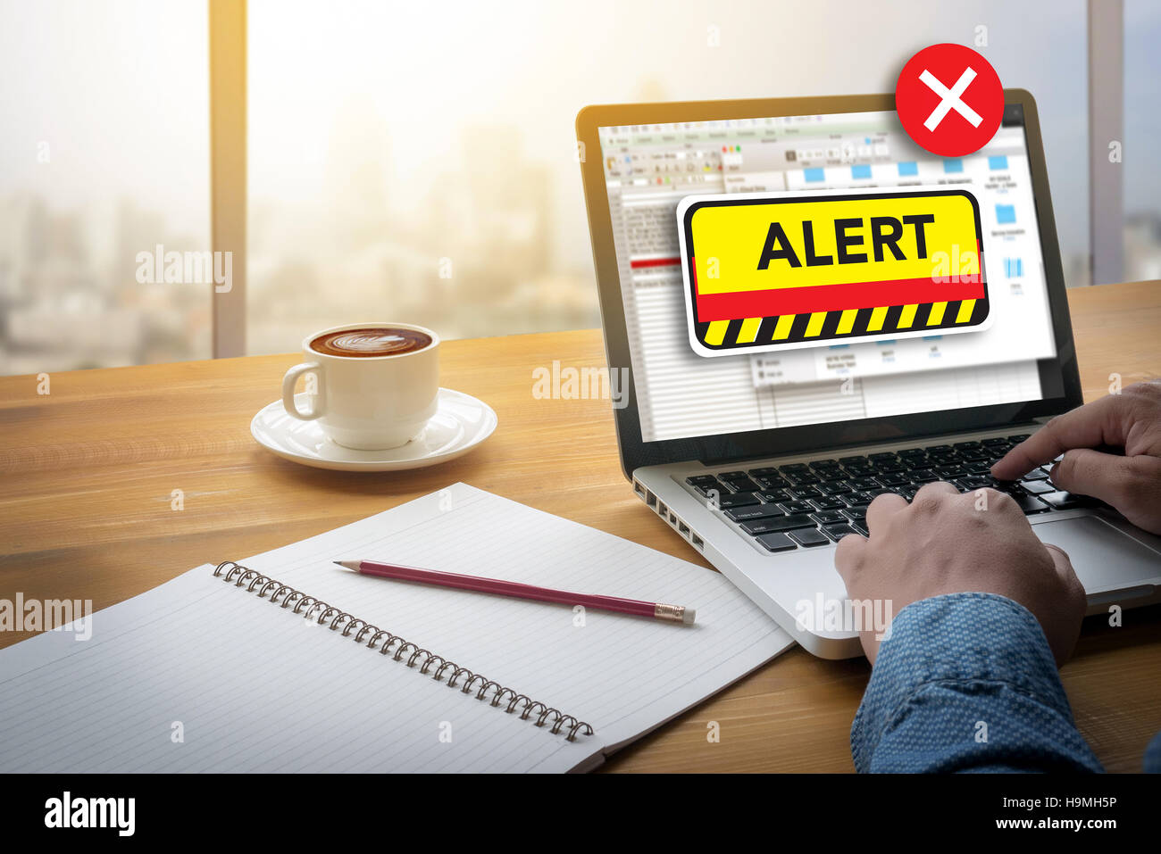 computer Attention Alert Connection Interrupted Warning and Atte Stock ...