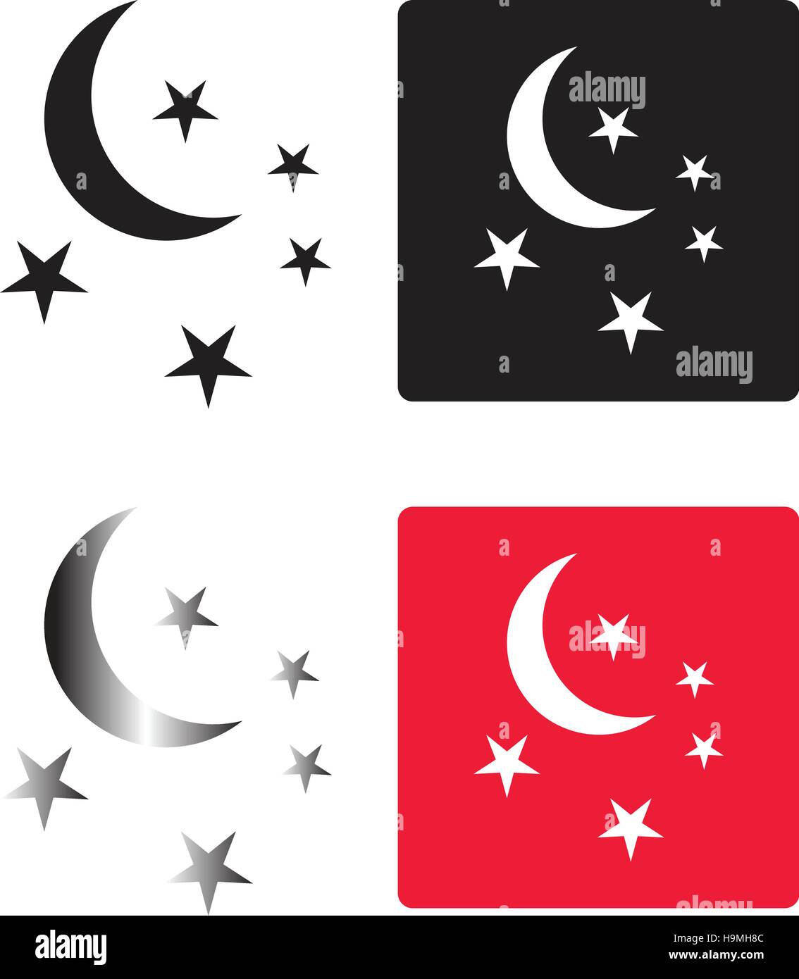 Green moon stars icon isolated Stock Vector Images - Alamy
