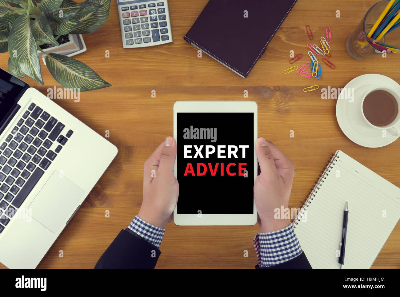 Expert Advice concept, Businessman youch digital tablet Stock Photo - Alamy