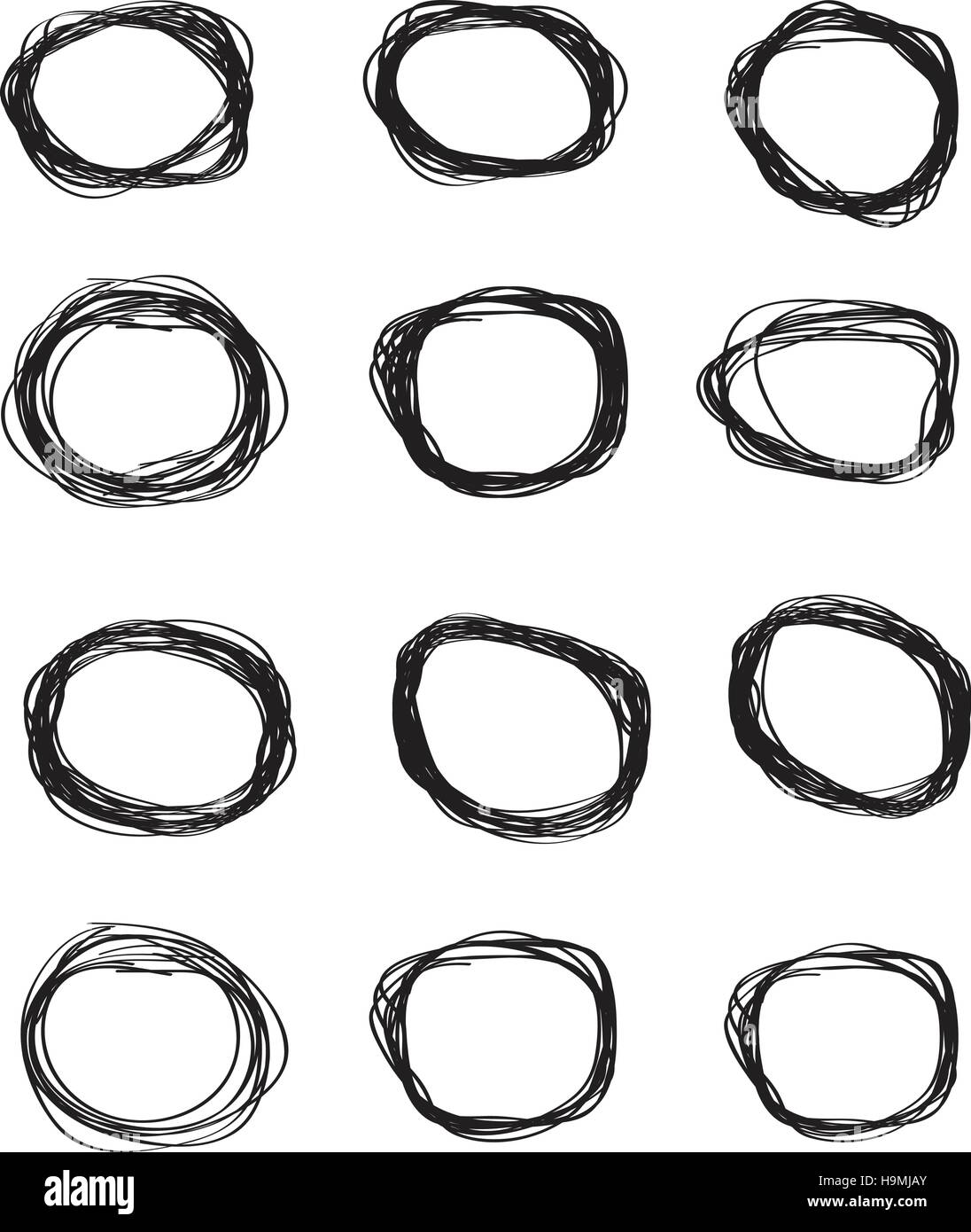 Vector set of hand drawn scribble circles Stock Vector Image & Art - Alamy