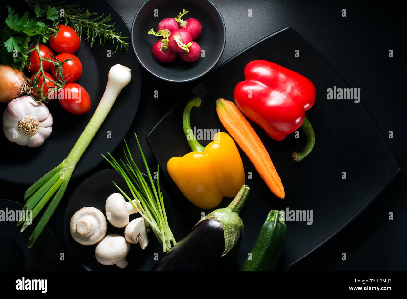 Vegetables Black Background