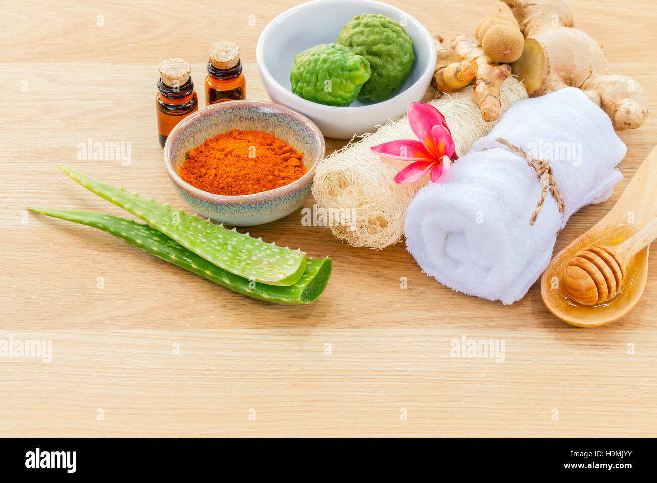 Traditional of thai skin care ingredients. - Macro shot with cop Stock ...