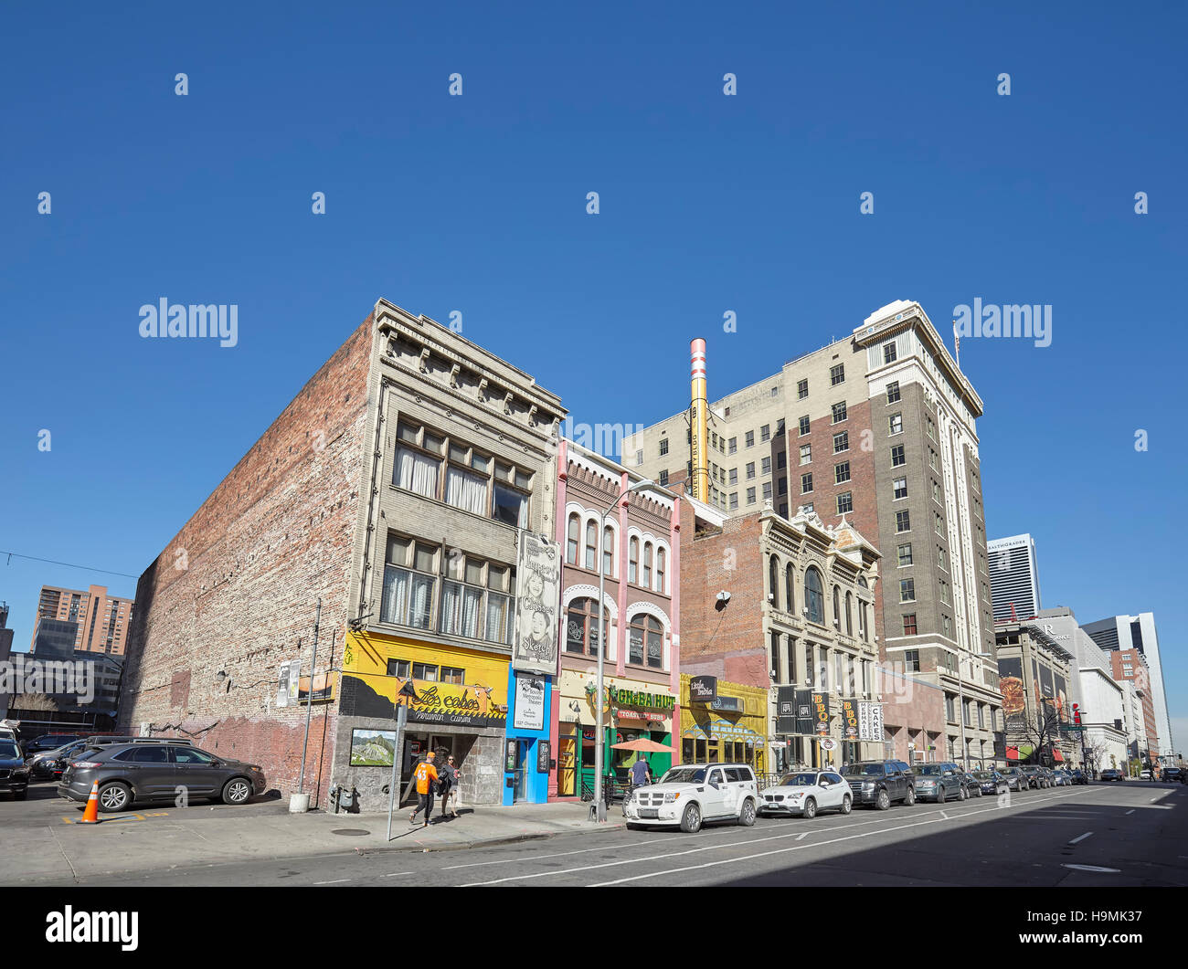 Buildings along Champa St. in Curtis Park, Denver's oldest district ...