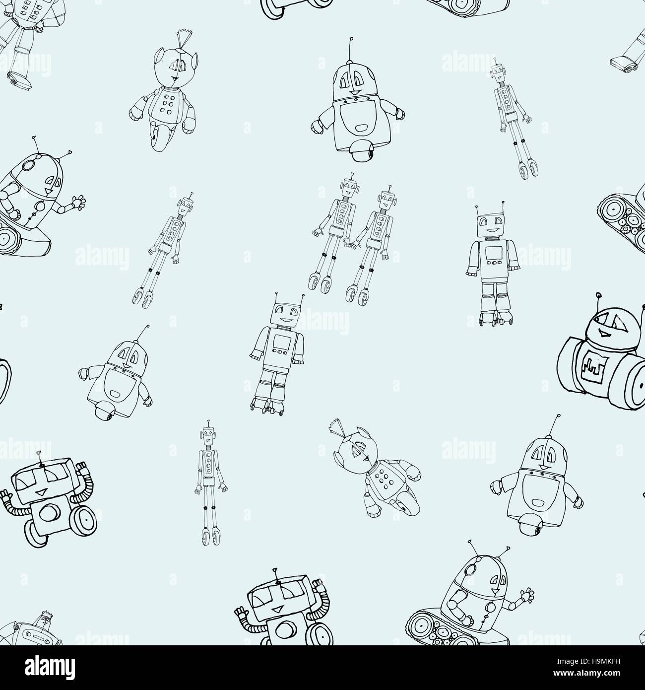 Robot doodles pattern Stock Vector Image & Art - Alamy
