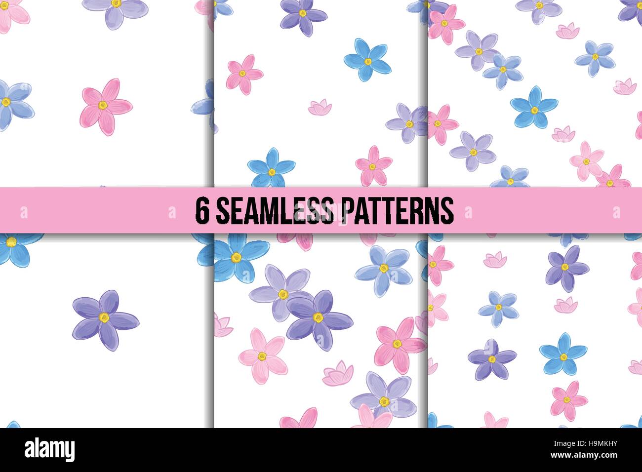 Seamless forget-me-not pattern set Stock Vector Image & Art - Alamy