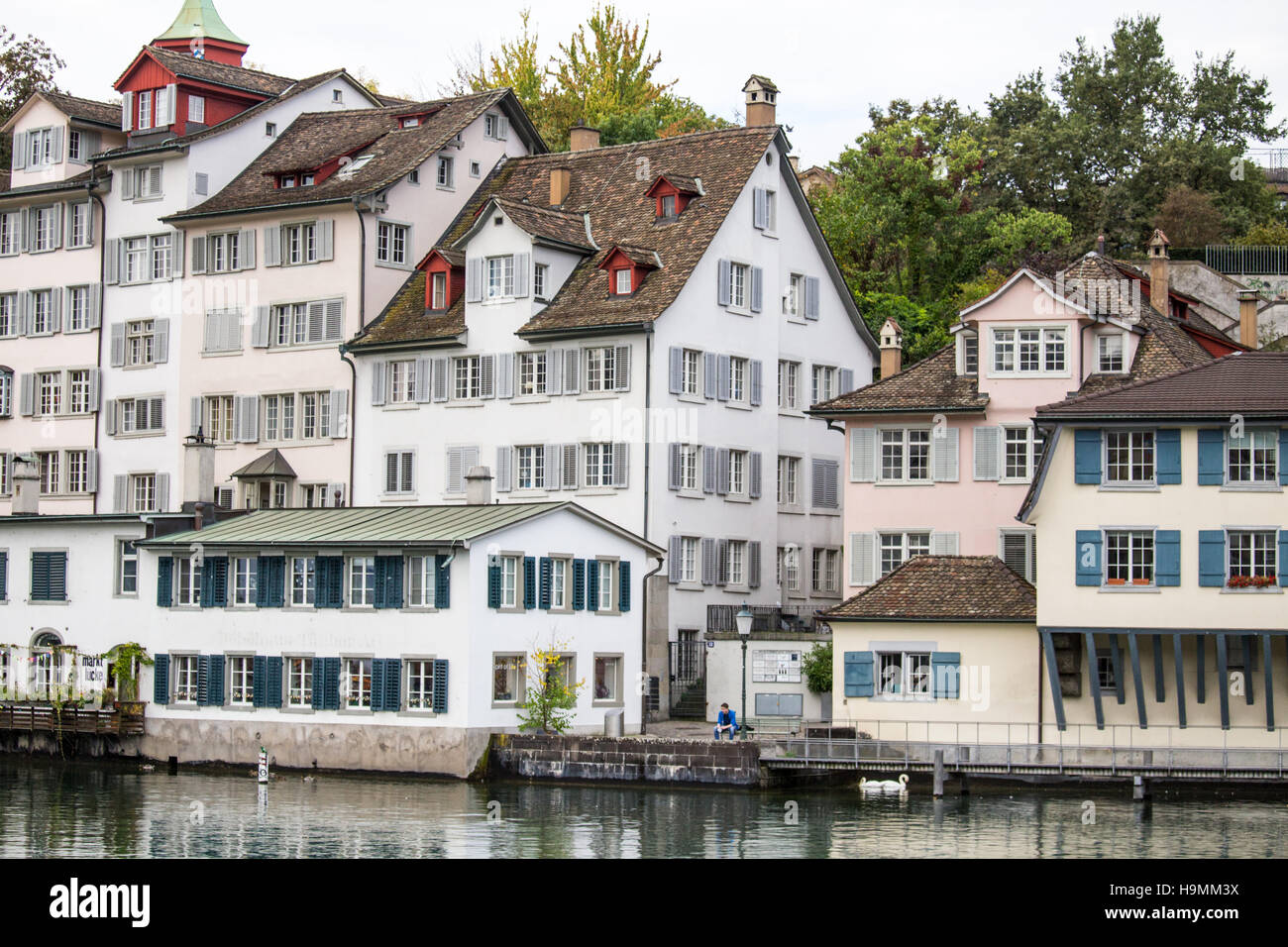 Along the Limmat River in Zurich, Switzerland Stock Photo - Alamy