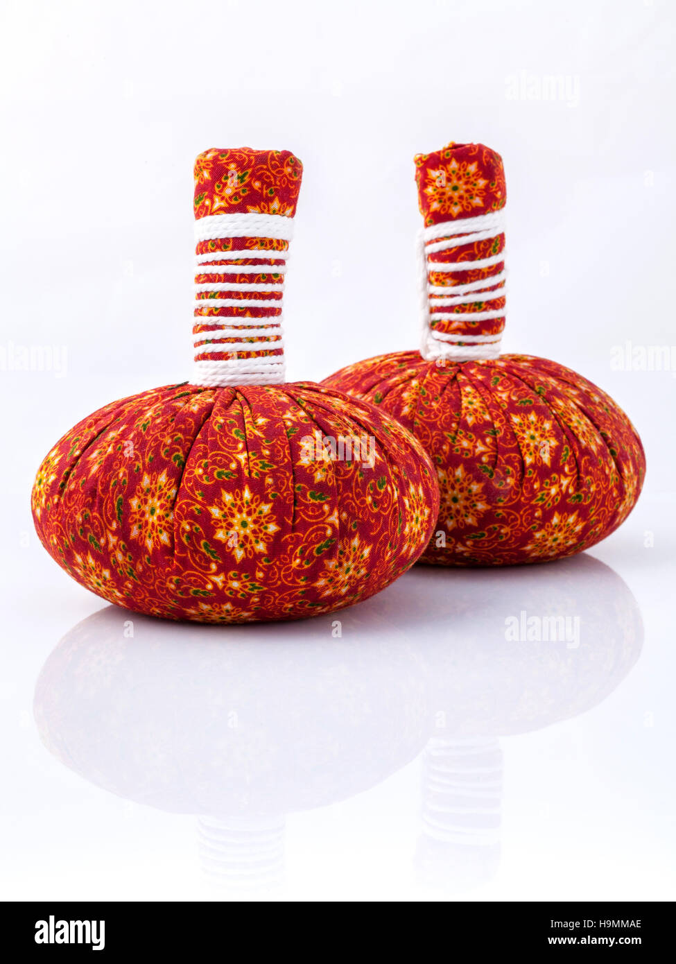 Natural Spa Ingredients herbal compress ball isolate on white ba Stock ...