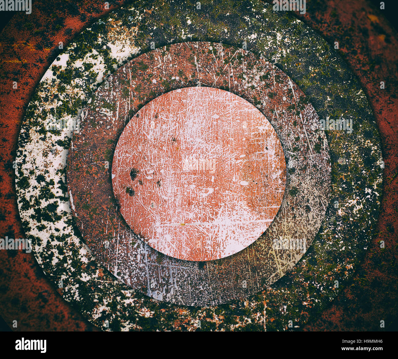 concentric round old metal plates Stock Photo - Alamy