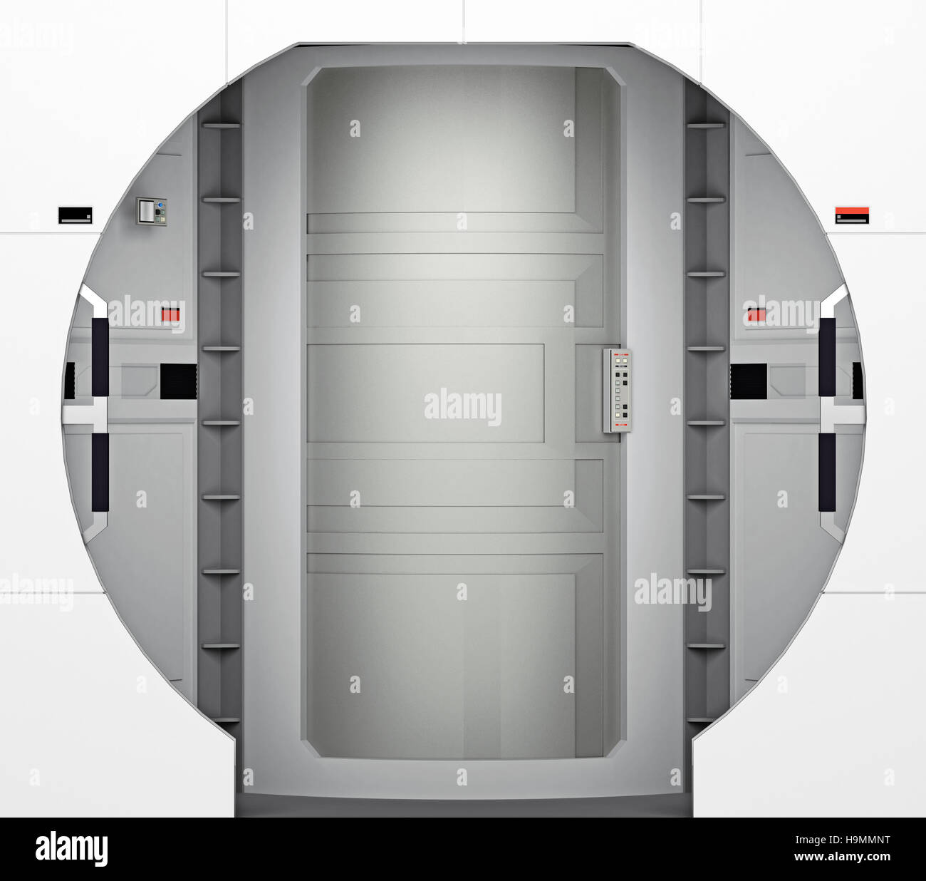 gated entrance in a fantastic corridor 3d rendering Stock Photo - Alamy