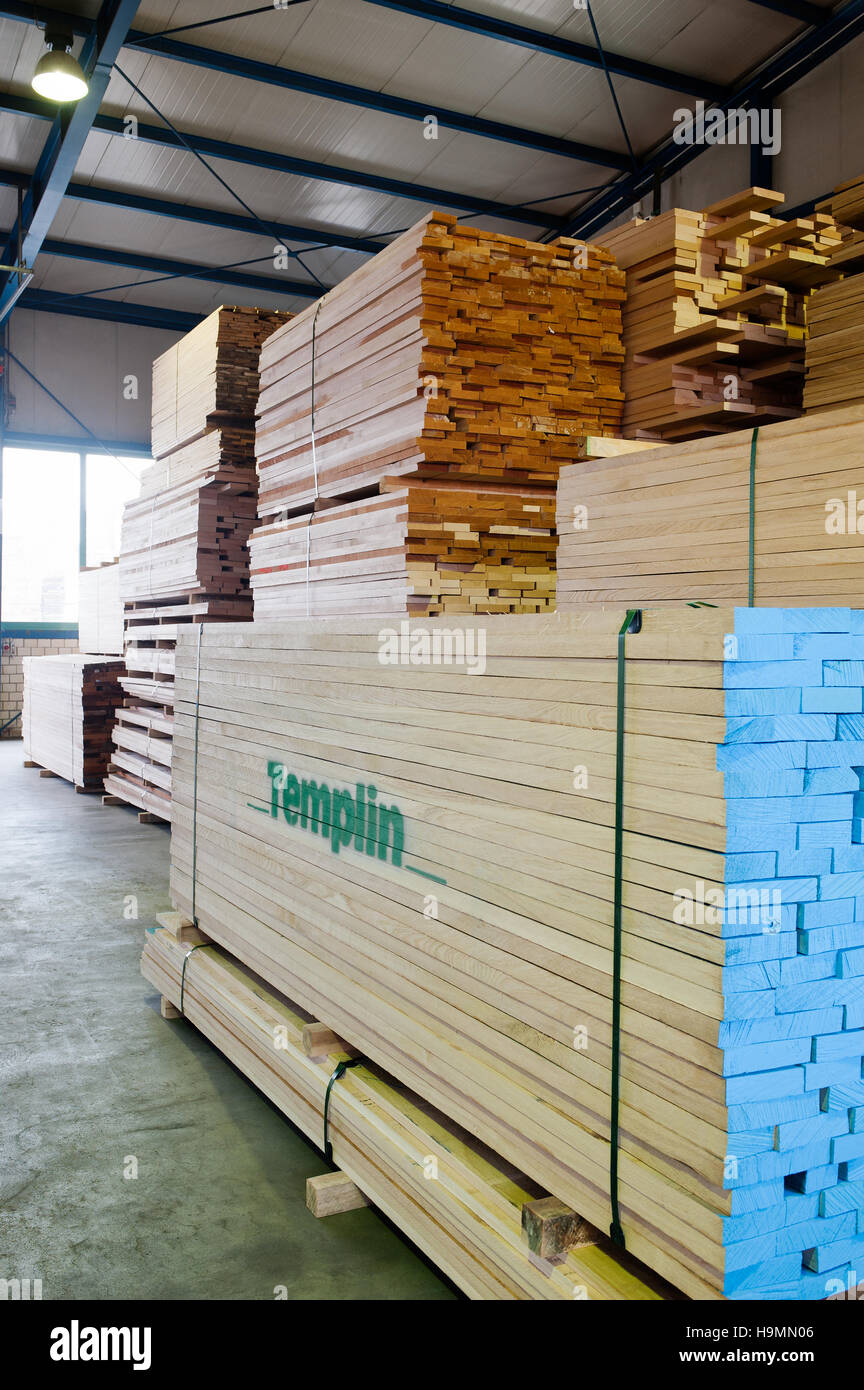 Planks of wood in timber processing plant, Templin, Uckermark district ...