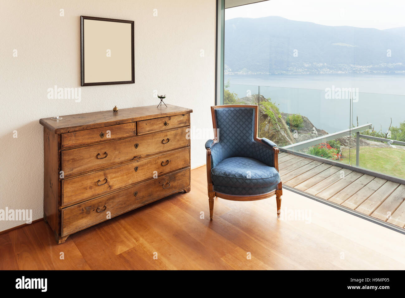 mountain house, modern architecture, interior, detail room Stock Photo ...