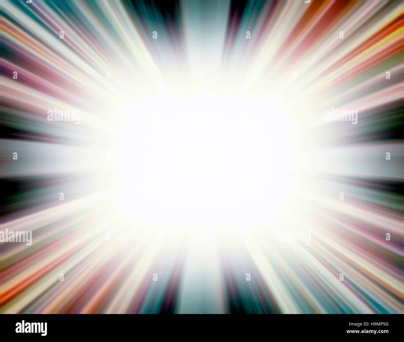 Desaturated starburst explosion border with white copyspace centre ...
