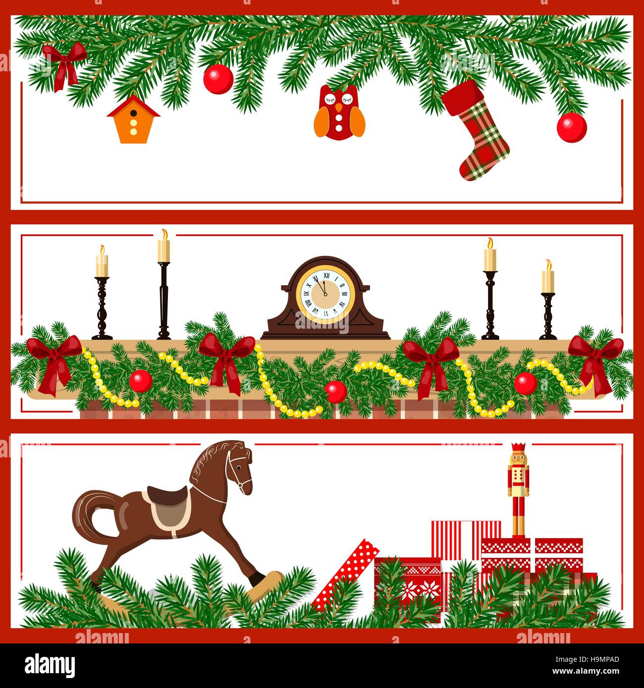 Three bright festive christmas Stock Vector Images - Alamy