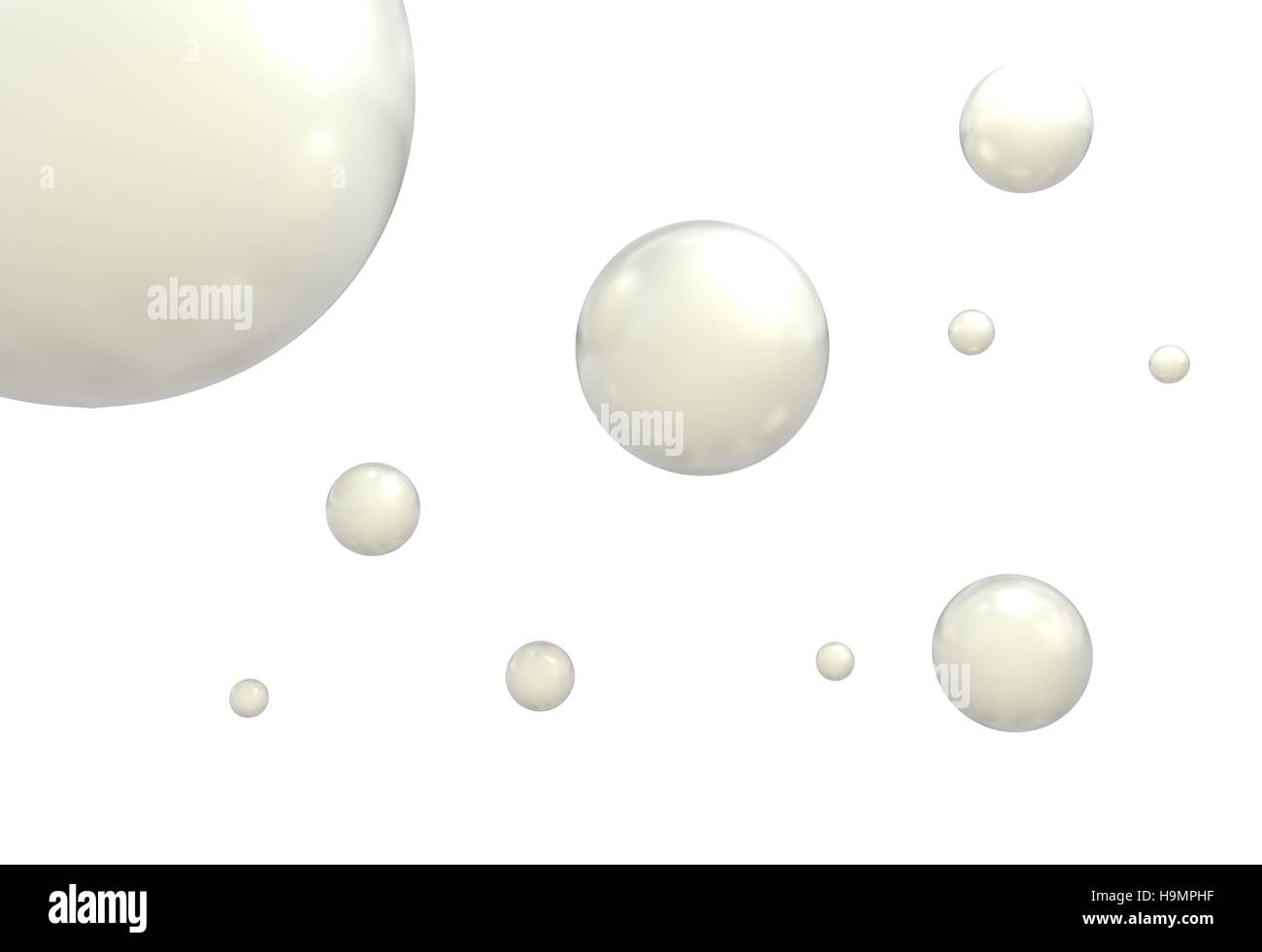 flying reflective balls isolated on white 3d illustration Stock Photo ...