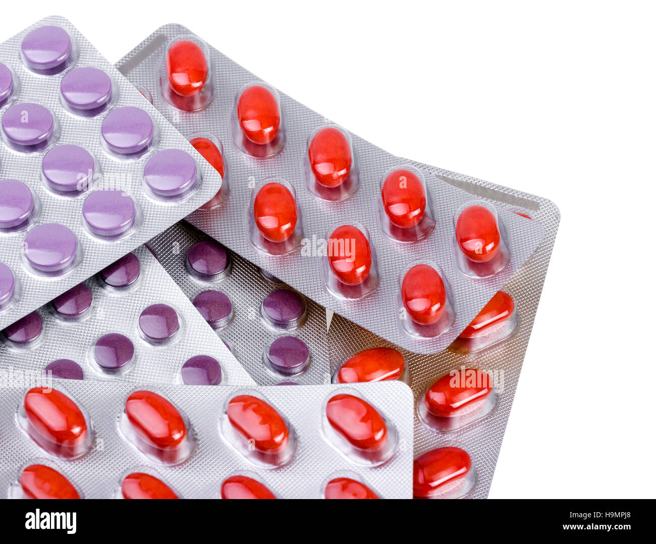Medicine pills packed in blisters isolated on white background Stock ...