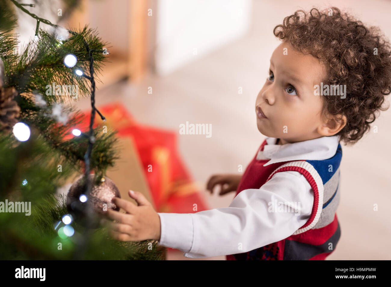 Child looking up at tree hi-res stock photography and images - Alamy