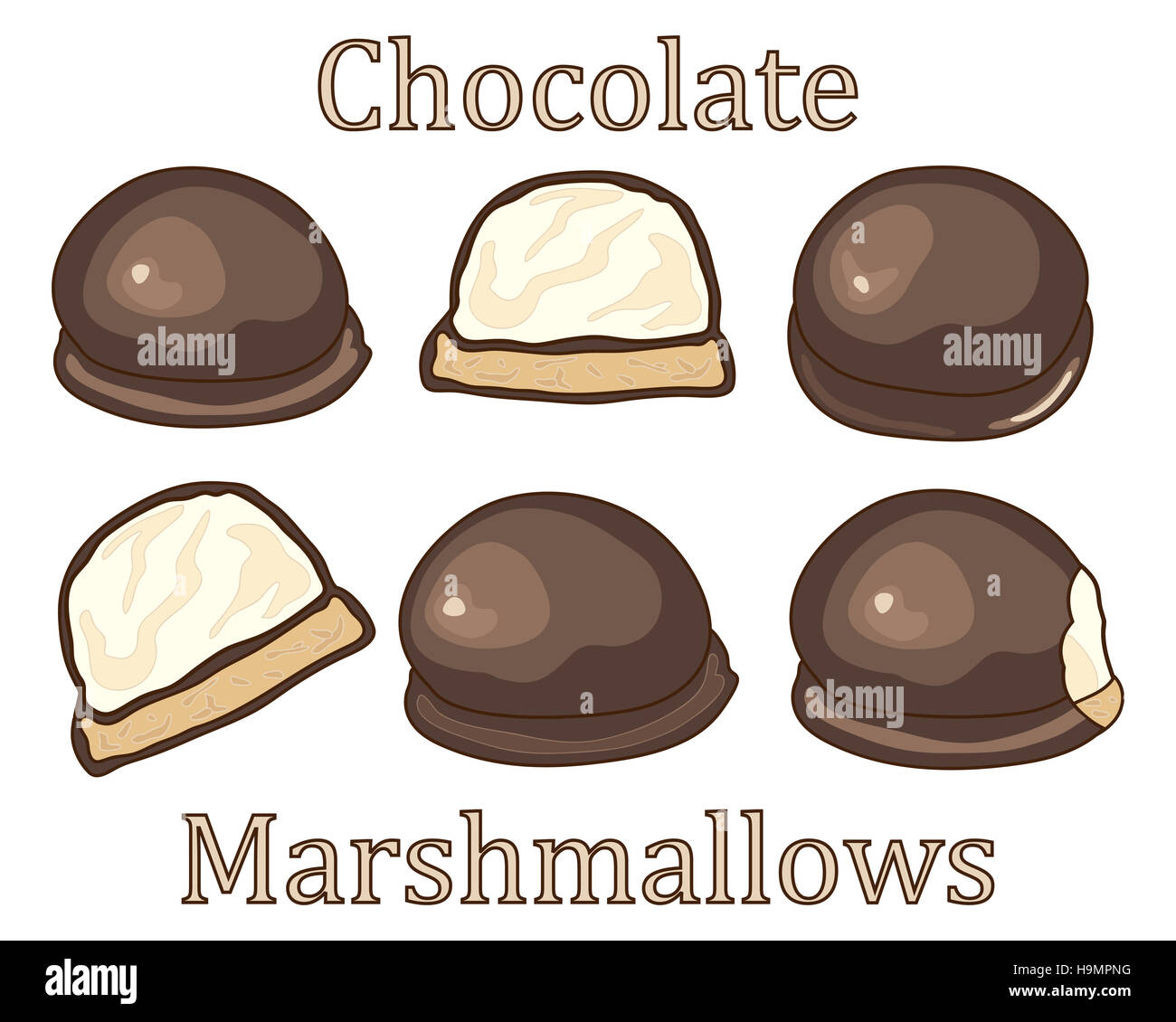 an illustration of chocolate covered marshmallow symbols in ...