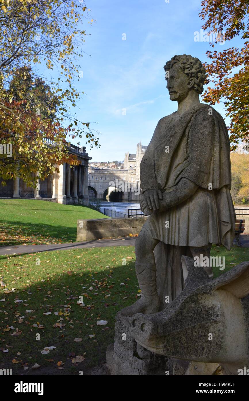 Statue of King Bladud of Bath, acknowledged as founder of Bath 1,000 ...