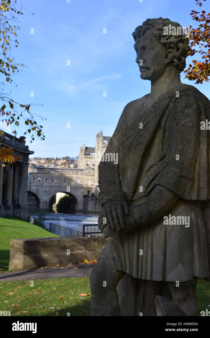 Statue of King Bladud of Bath, acknowledged as founder of Bath 1,000 ...