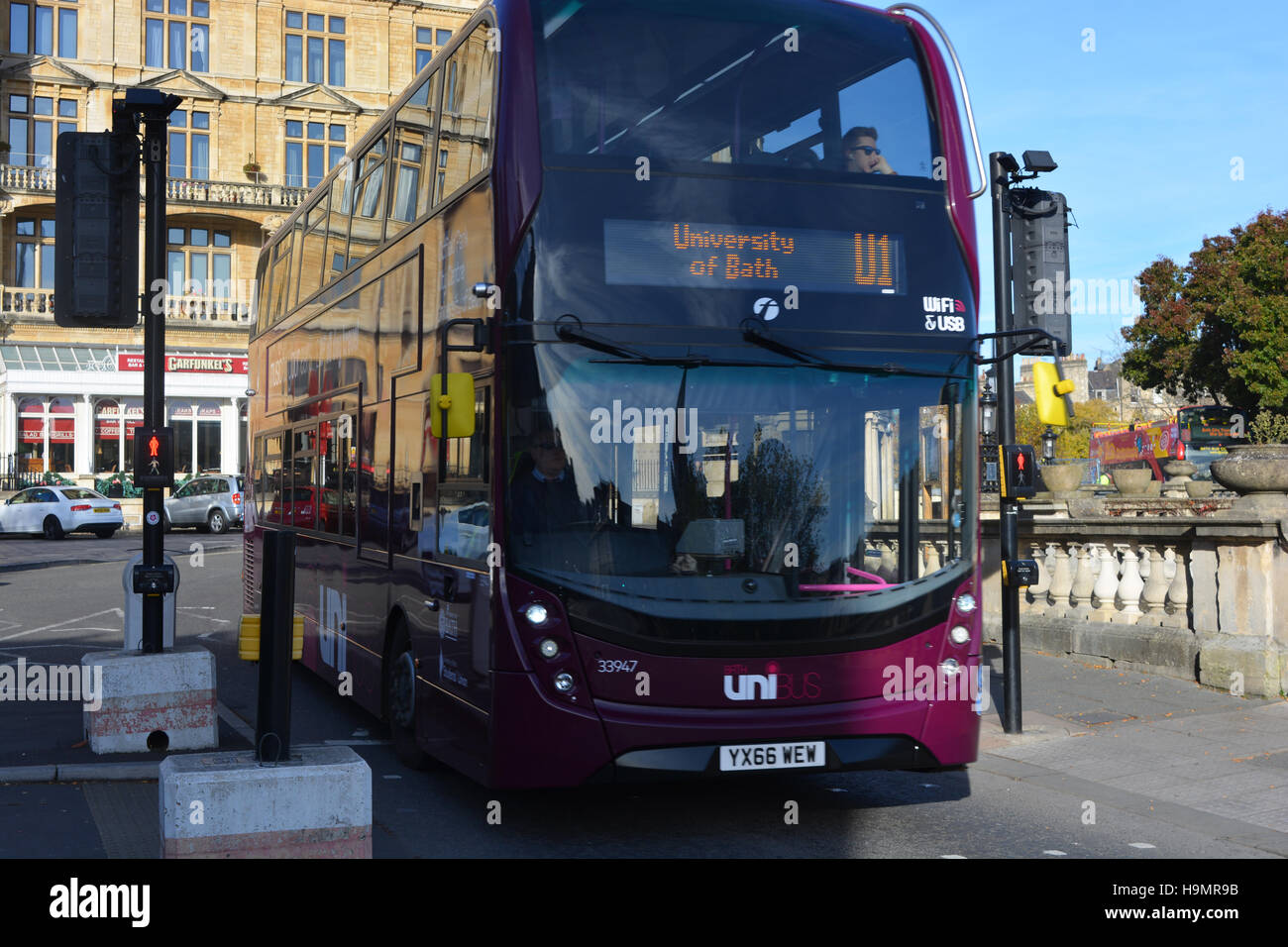 Uni double decker modern bus Bath, Somerset, England Stock Photo - Alamy