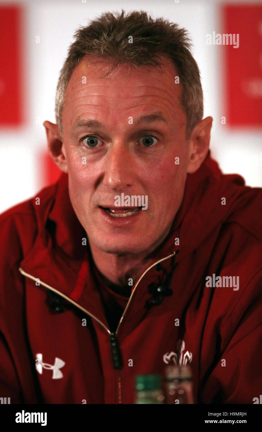 Wales head coach Rob Howley during the press conference at the Vale ...