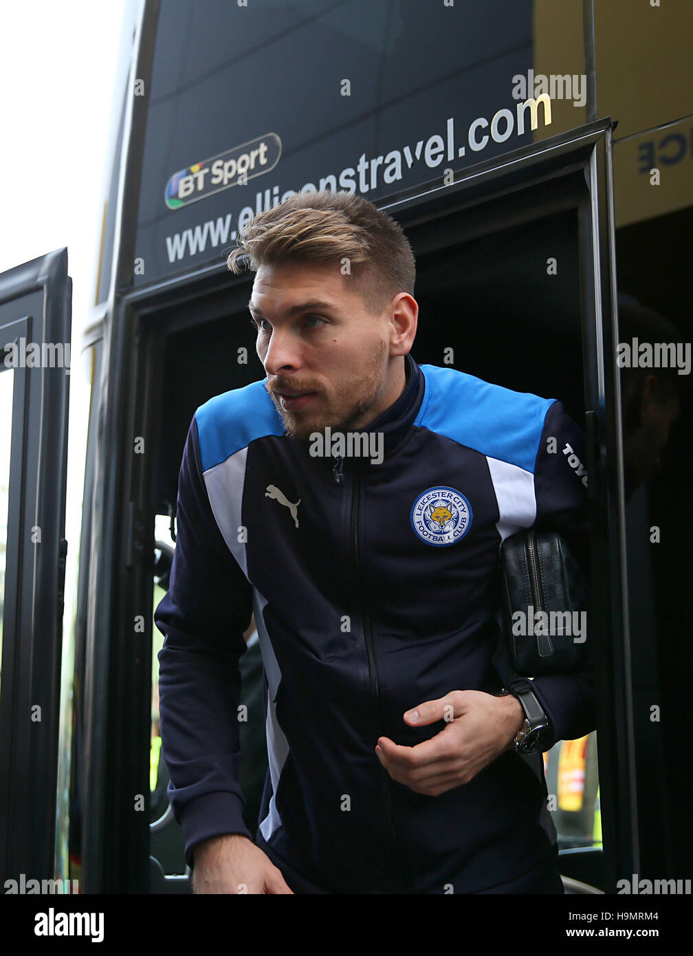Leicester City goalkeeper Ron-Robert Zieler arrives at Vicarage Road ...