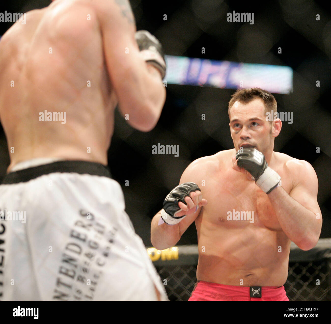 Rich Franklin, right, faces Jason MacDonald during Ultimate Fighting ...