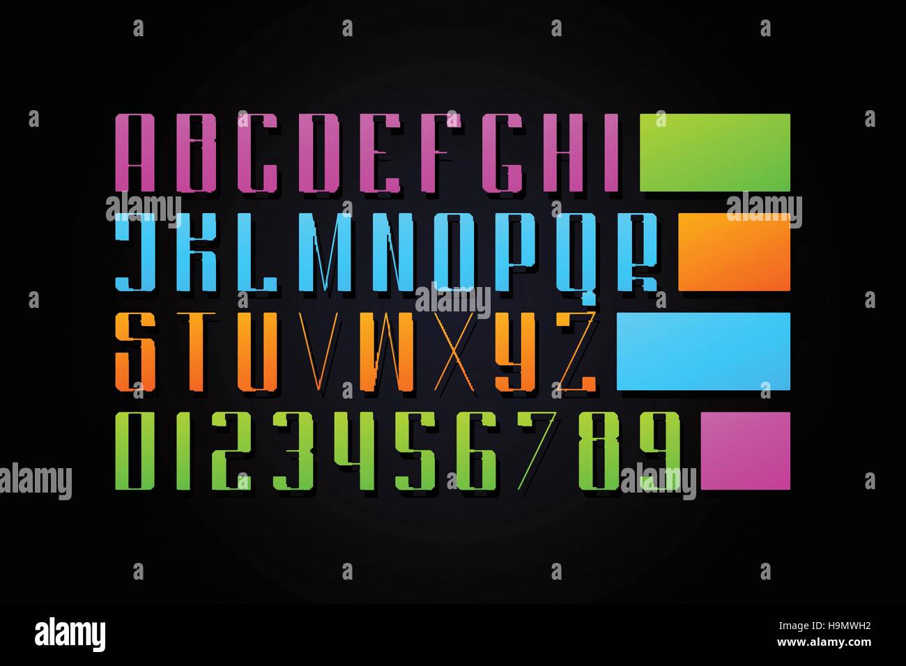 uppercase alphabet letters and numbers. vector font type design. high ...