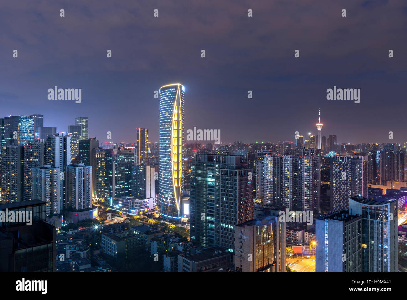Night view of Chengdu, Sichuan Province, China Stock Photo - Alamy