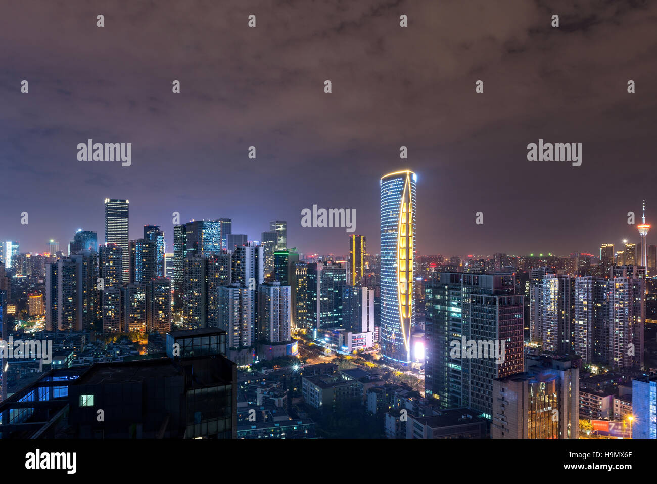 Night view of Chengdu, Sichuan Province, China Stock Photo - Alamy