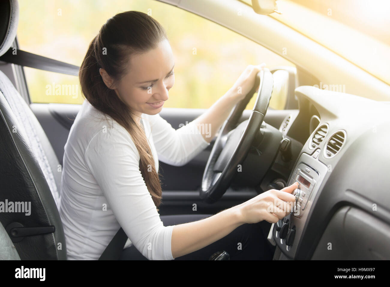 Woman starting car hi-res stock photography and images - Alamy