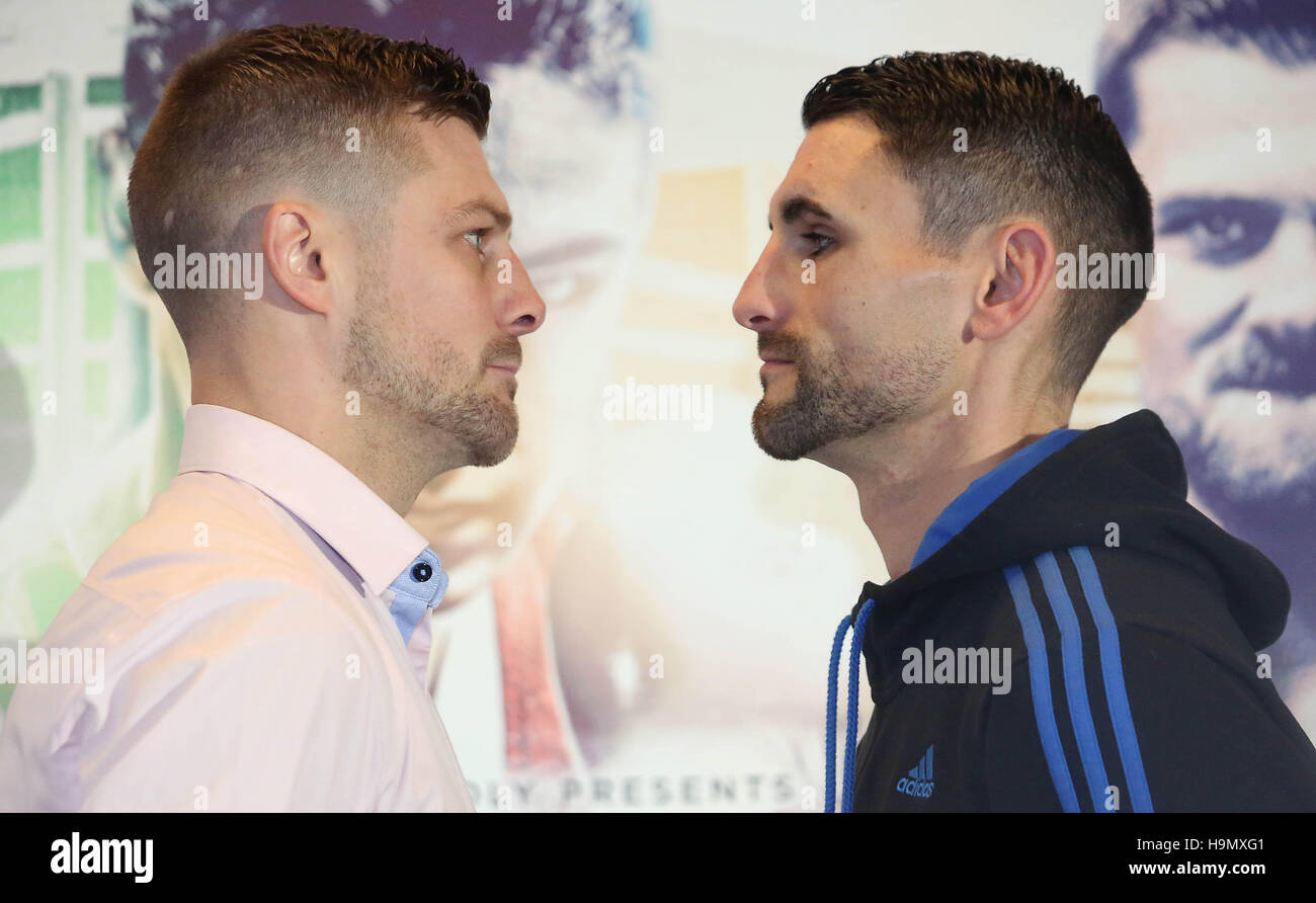 John Wayne Hibbert (left) and Martin Gethin during the press conference ...