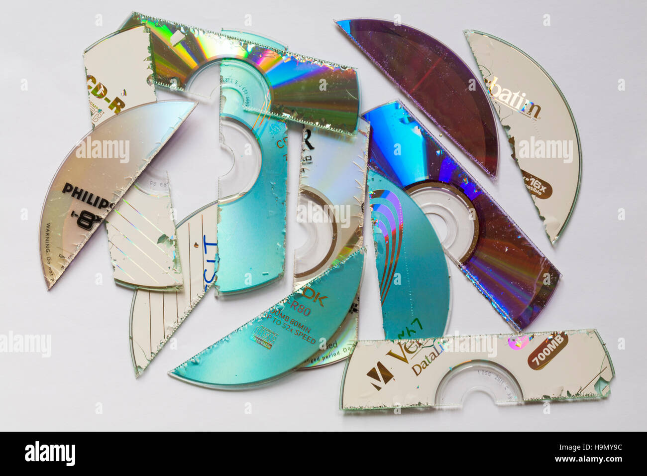 Remains of compact disc after put in shredder to destroy sensitive ...