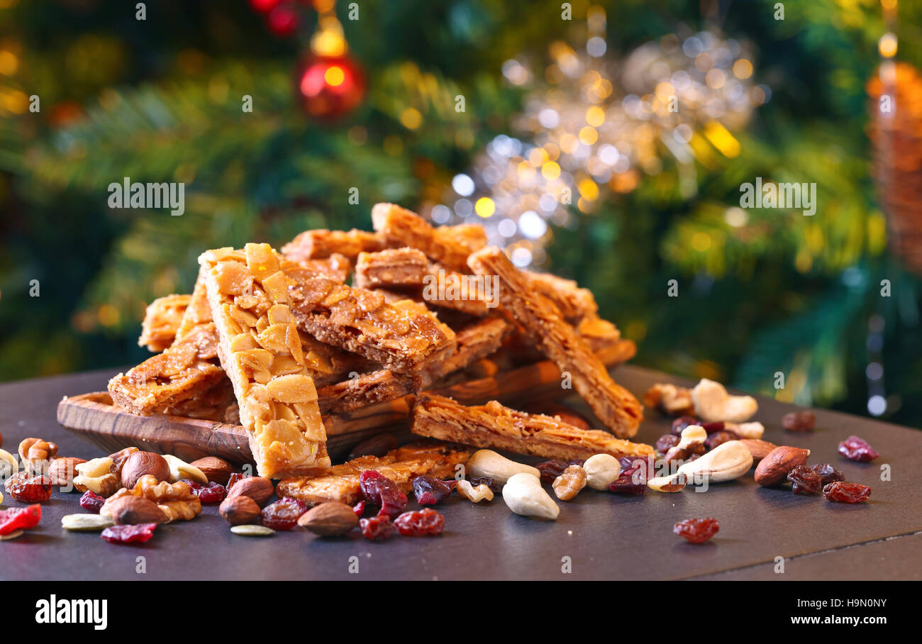 Fresh crispy cookies with honey and almonds Stock Photo - Alamy