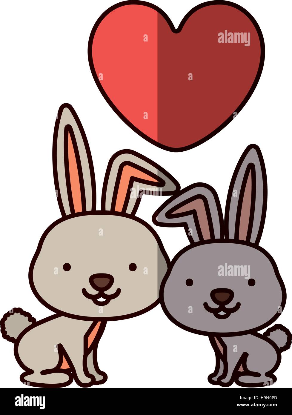 Rabbit cartoon in love icon. Animal cute adorable creature and friendly ...