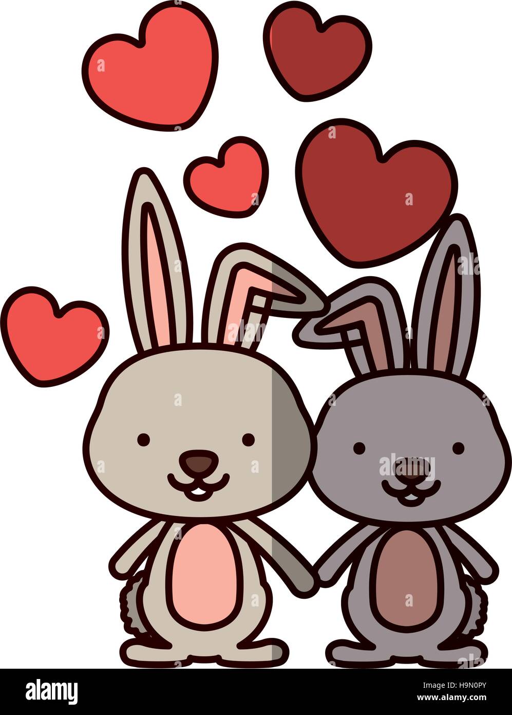 Rabbit cartoon in love icon. Animal cute adorable creature and friendly ...
