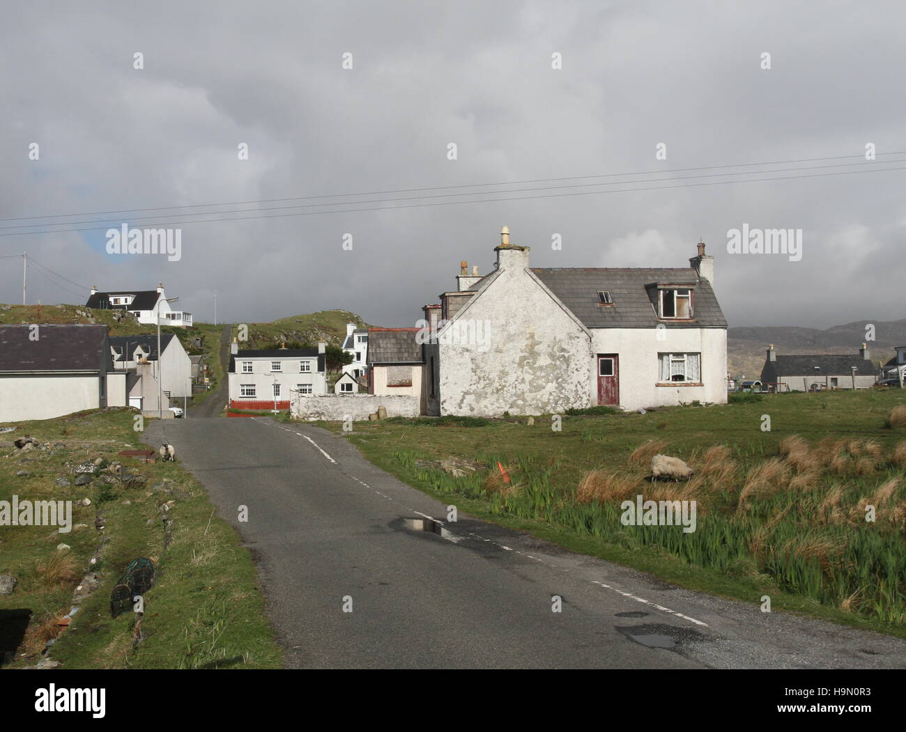 Ardinashaig street scene Isle of Scalpay Scotland May 2014 Stock Photo ...
