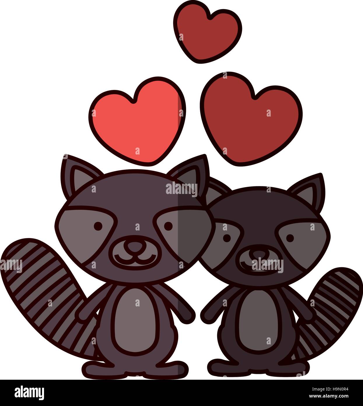 Raccoon cartoon in love icon. Animal cute adorable creature and ...