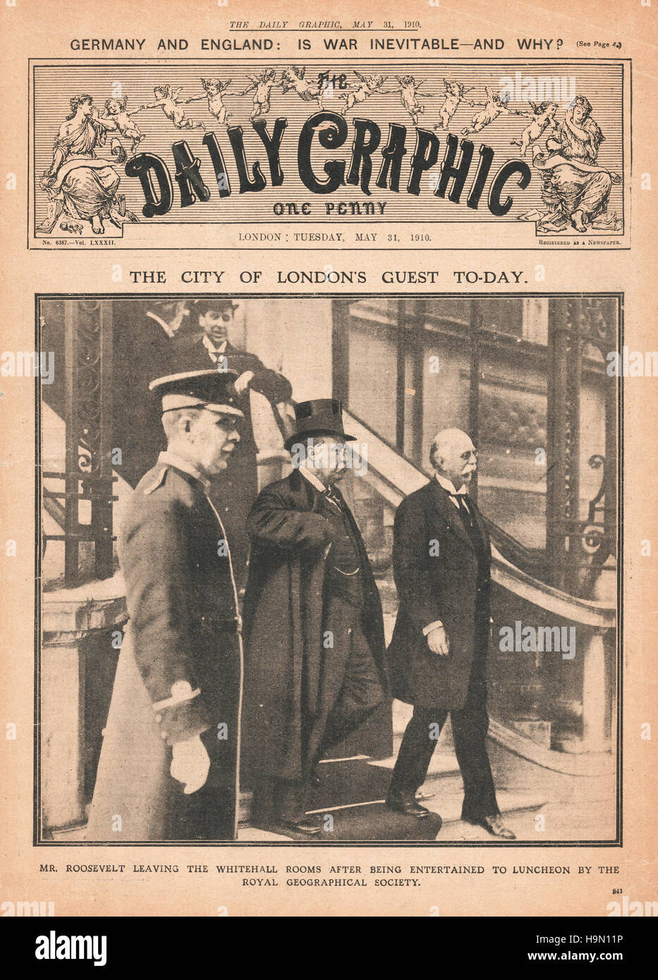 1910 Daily Graphic front page Theodore Roosevelt in London Stock Photo ...